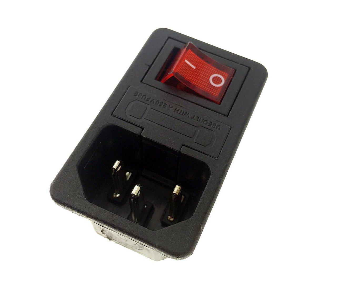 3 Pin IEC320 C14 Inlet Male Plug Power Socket Red Light Boat Rocker Switch with Fuse Holder Neon Lamp Supply Jack Connector AC 250V 10A, 2-Pack