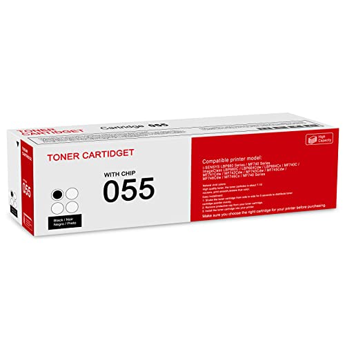 1 Pack 055 3016c001 Black Toner Cartridge: Compatible CRG-055 Replacement for Canon i-SENSYS LBP660 MF740 Series ImageClass LBP660C LBP664Cdw LBP664Cx MF740C MF741Cdw MF743Cdw MF746Cdw Series Printer