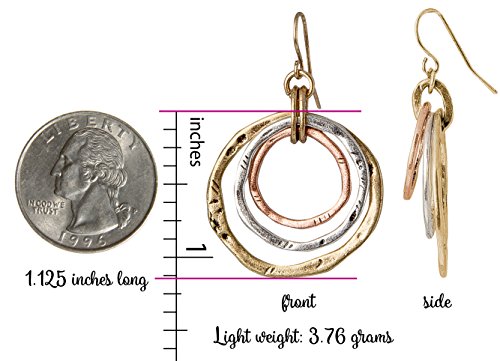 3 Circle Boho Antiqued 3 Tone Earrings for Women | SPUNKYsoul Collection