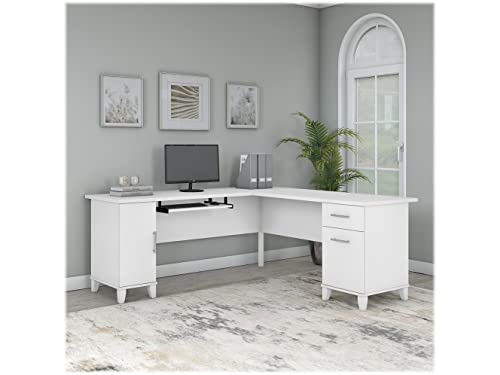 Bush Furniture Somerset 72W L Shaped Desk with Storage in White