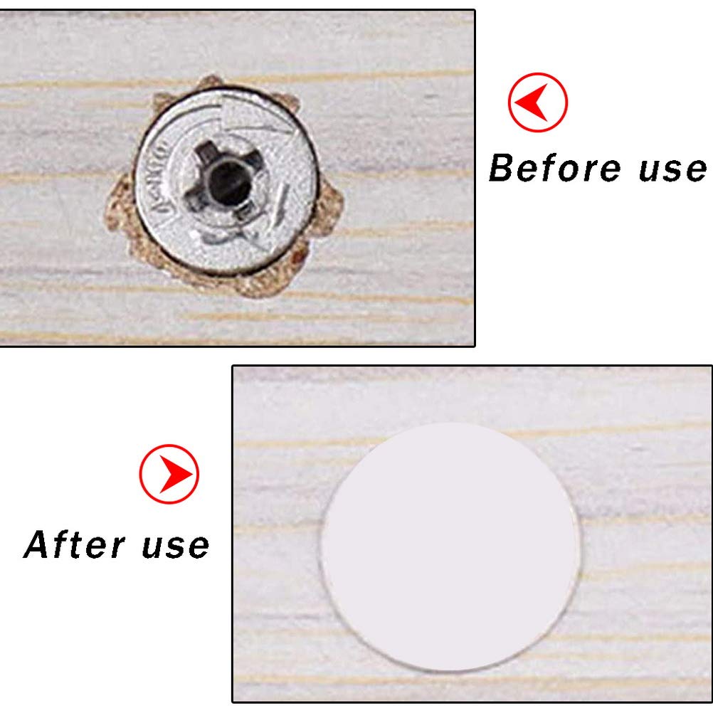 3 Sheets Screw Hole Stickers, 54 in 1 Self Adhesive Screw Covers Caps PVC Material Dustproof Sticker for Wooden Furniture Accessories (0.83inch/21mm, White)