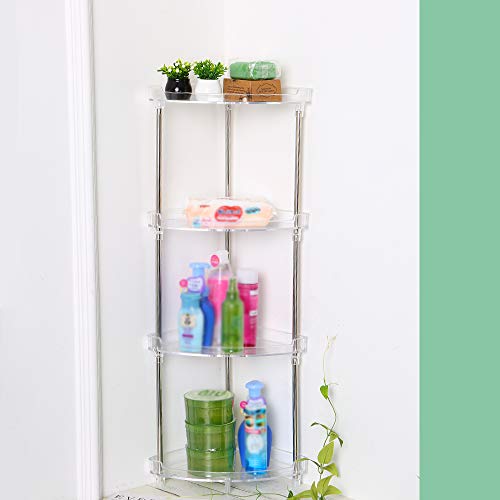 Decdeal 4-Tier Corner Storage Shelf Organizer for Cosmetics, Bathroom Countertop, Vanity Tray, Kitchen Standing Shelf