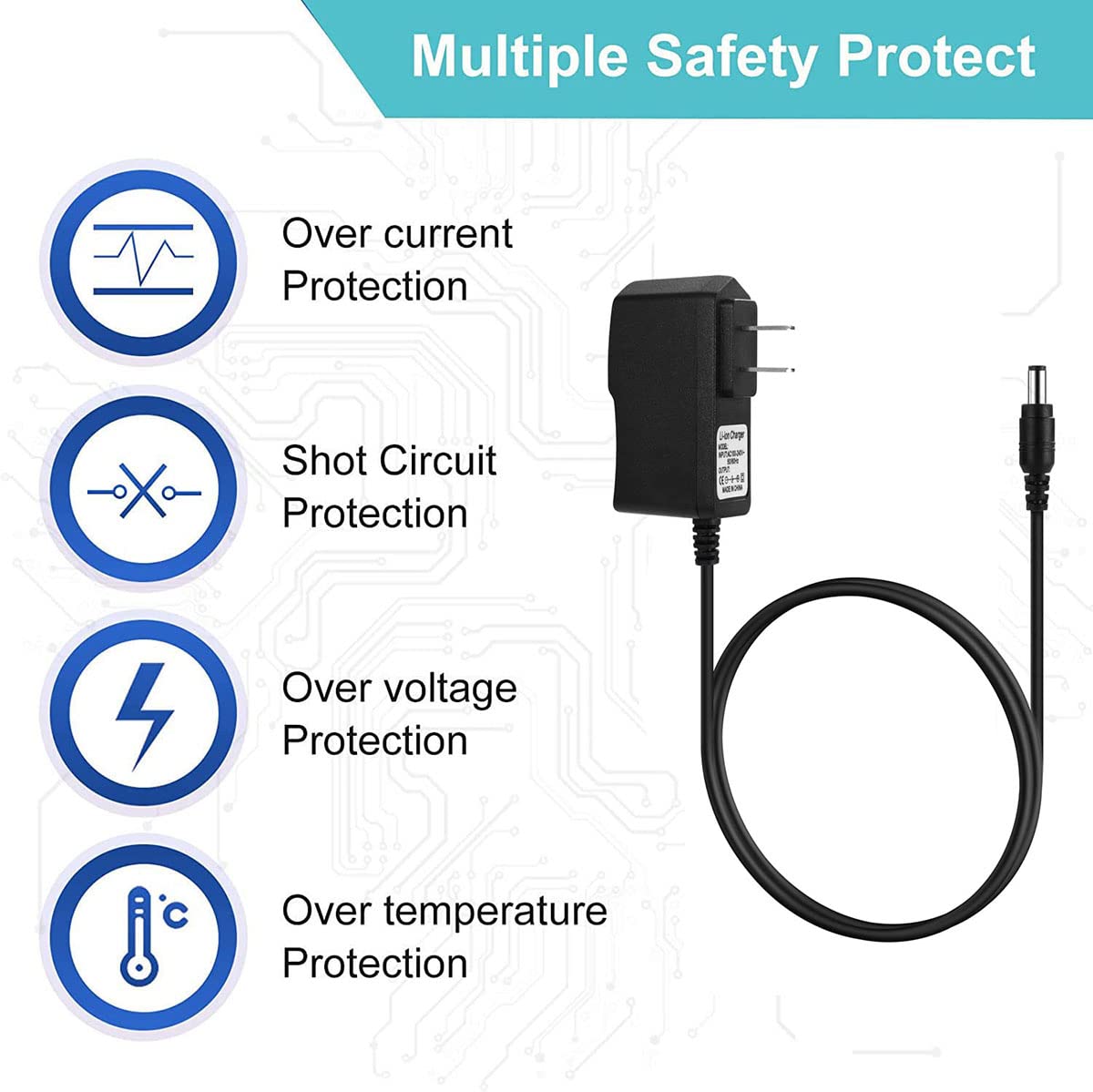 12.6V Massage Gun Charger Power Adapter Compatible with Cholas KZD02,TYIAUS,JamGym,ZonGym,HeaDot,Kelices,FENTASY AC Adapter Power Supply Cord