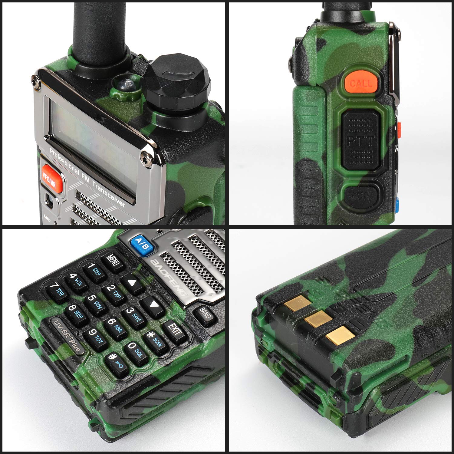 BAOFENG UV-5R+ Plus Two Way Radio, Long Range for Adults Rechargeable with Earpiece, Walkie Talkie for Outdoors, 144-148 420-450MHz, Qualette Series, Jungle Camouflage