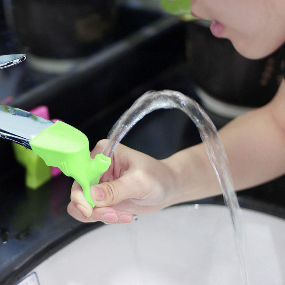 Alvinlite Faucet Extender for Toddlers,Silicone Sink Extender Cute Faucet Cover Kids Hand Wash Helper Water Spout Extender for Bathroom Sink Kitchen Counter(Green)