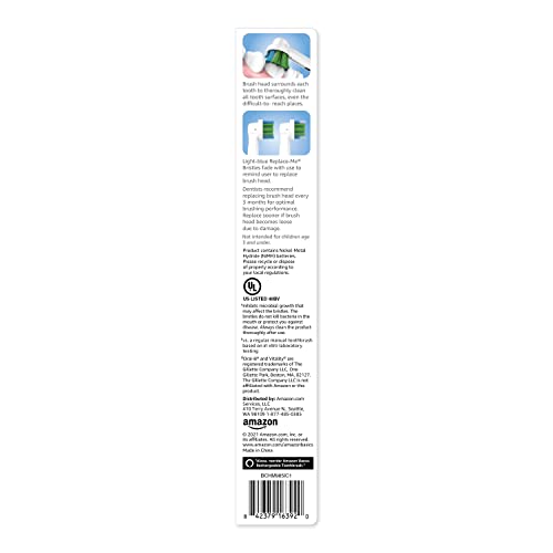 Amazon Basics Rechargeable Electric Toothbrush with 1 handle, 2 Action Clean Brush Heads and 1 Charger, Battery Powered, 4 Piece Set, White