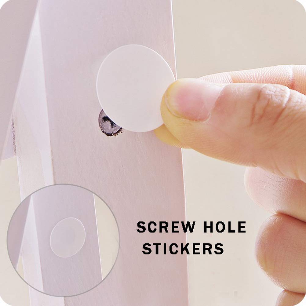 3 Sheets Screw Hole Stickers, 54 in 1 Self Adhesive Screw Covers Caps PVC Material Dustproof Sticker for Wooden Furniture Accessories (0.83inch/21mm, White)