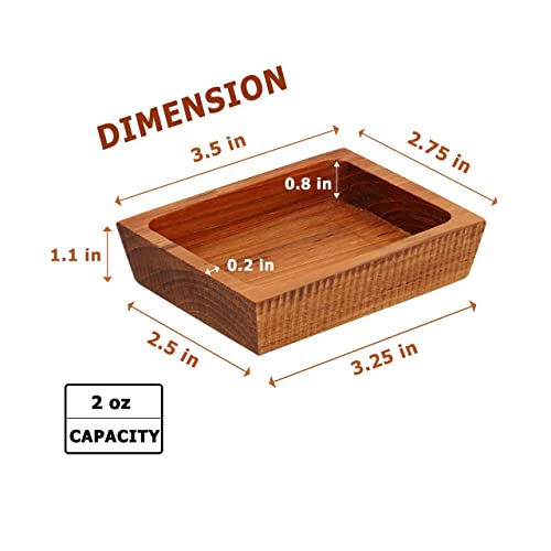 MAKOLO Wooden Soy Sauce Dish Small Dipping Bowls Kitchen Prep Wood Cup for Dip, Condiment, Seasoning, Nuts, Candy, Appetizers, Decoration, Set of 4