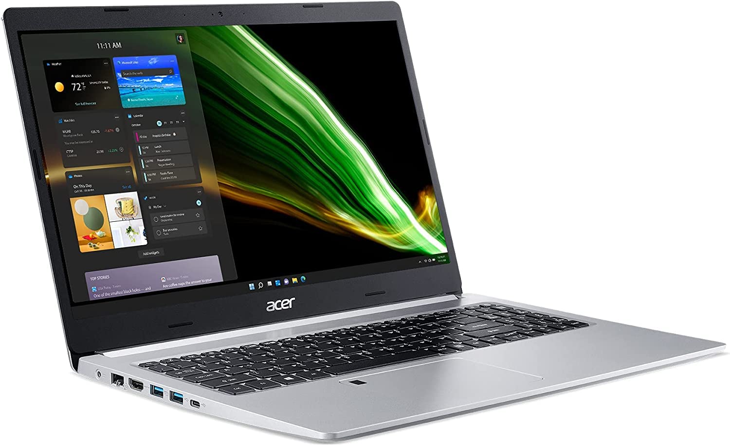 Acer Aspire 5 Slim 15.6" FHD IPS Premium Laptop | AMD Ryzen 7 3700U | Backlit Keyboard | Fingerprint Reader | Windows 11 (Silver, 8GB DDR4 | 256GB SSD)