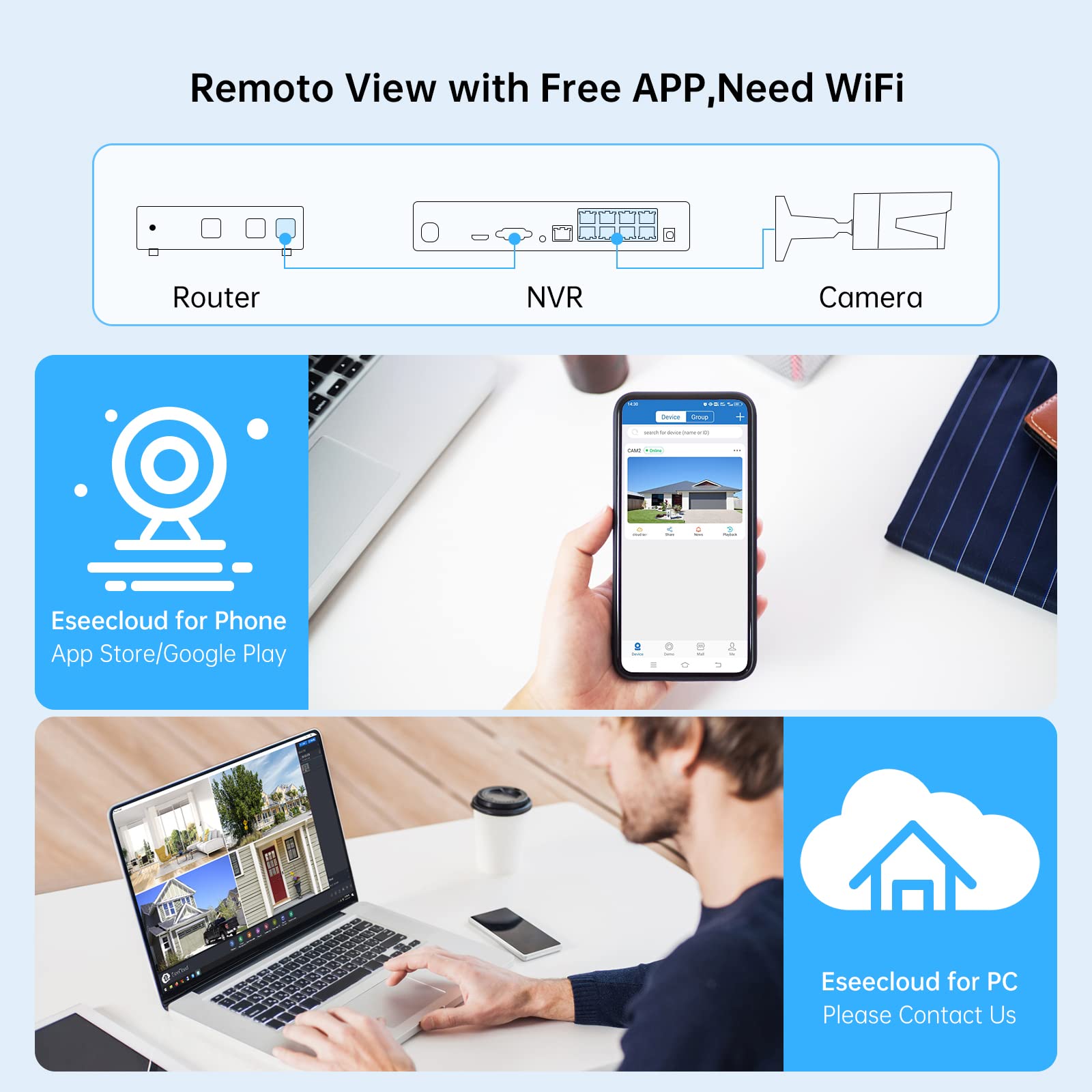 5MP PoE CCTV Cameras Security System with AUDIO 1TB Hard Drive, SMONET 8CH Home Surveillance NVR Kits, Clearer Than DVR, 4pcs Wired Indoor Outdoor IP Cameras AI Human Detection Night Vision,Free APP