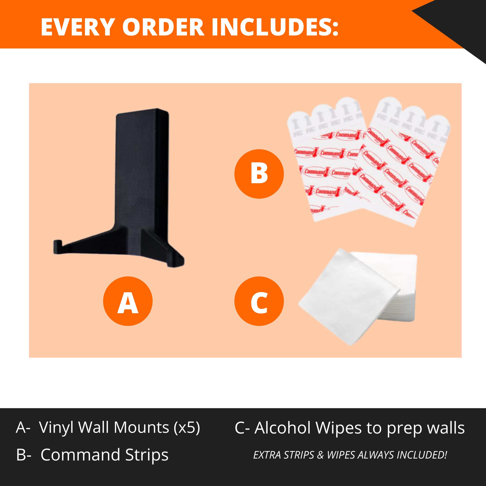 3d Lasers Lab Wall Mount for Vinyl Record Display [5-PACK]- Display Your Album Collection- Wall Damage-Free Shelf- Perfect for Office, Home, Dorms, Apartments- LP Holder (White, 5)