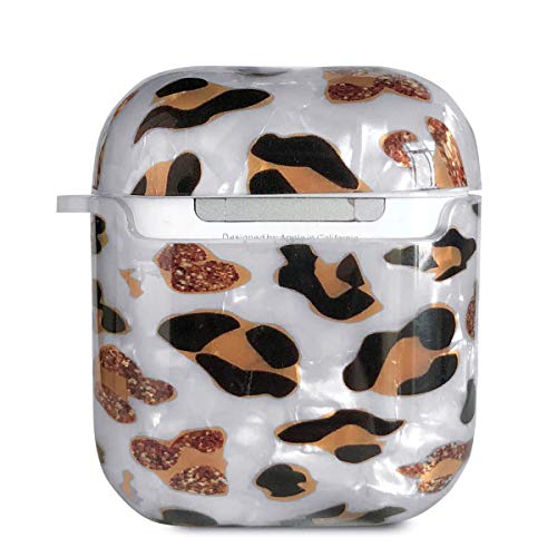 2019 Newest AirPods Case,J.west Luxury Sparkle Bling Leopard Print Cheetah Pattern Translucent Soft TPU Case Cover for Girls Women Shockproof Cover Accessories Kit for AirPods 1st/2nd Charging Case