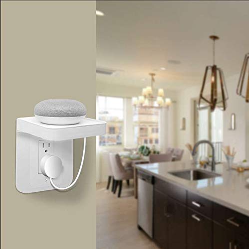 ALLICAVER Outlet Shelf, Wall Holder for Kitchen Organization,A Space Saving Solution for Google, Homepod Mini, Speakers, Phones, Electric Toothbrush (White-Decora)