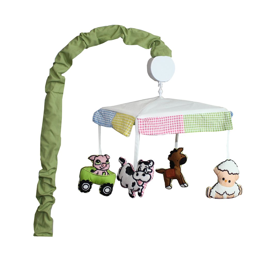 BabyFad Barnyard Farm Animals Nursery Baby with Musical Mobiile 9 Piece Baby Crib Bedding Set 100% Cotton