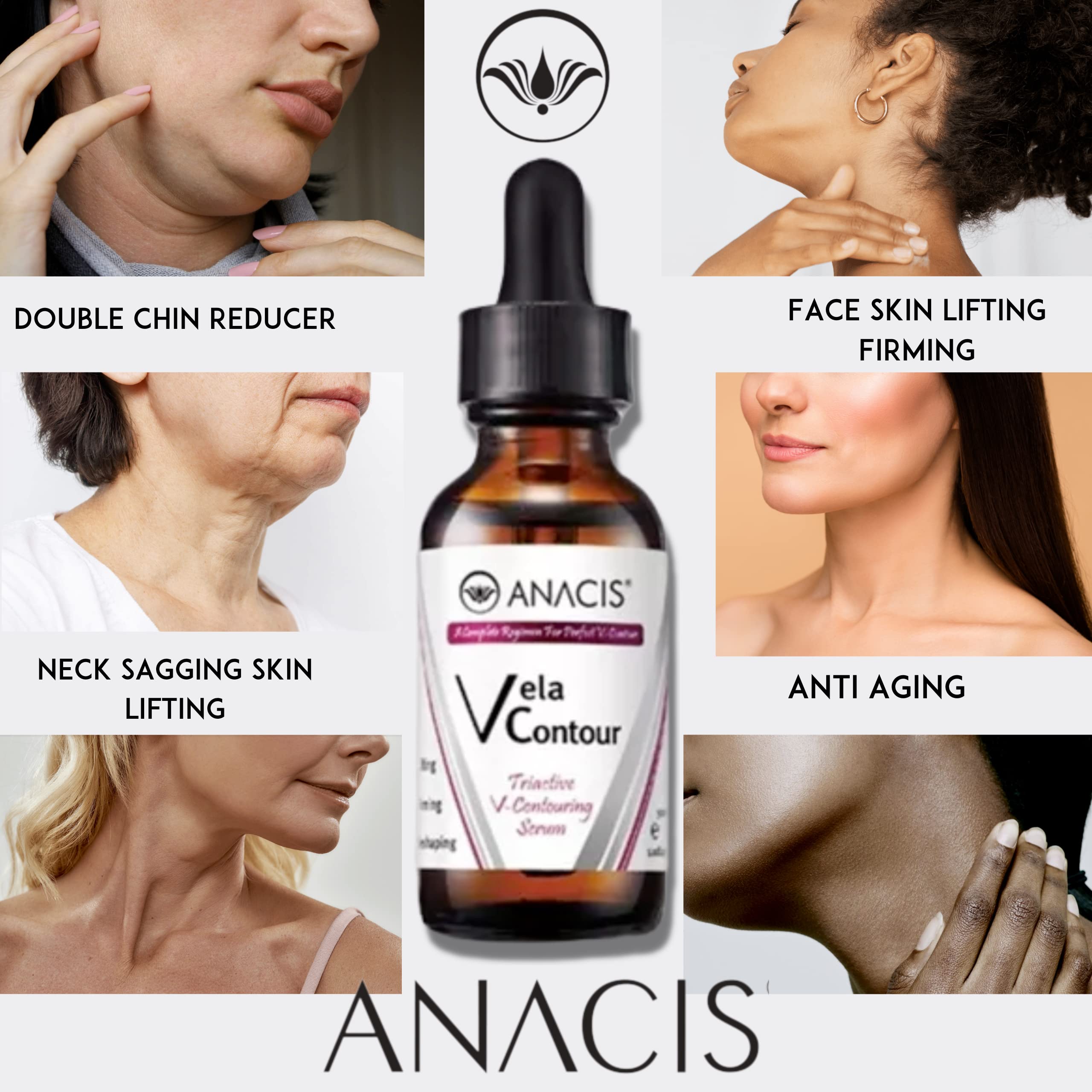 Advanced Neck Serum β V line Jawline - Fine Lines - Neck Wrinkles - Sagging Skin - Serum for Women and Men. Anacis 30ml