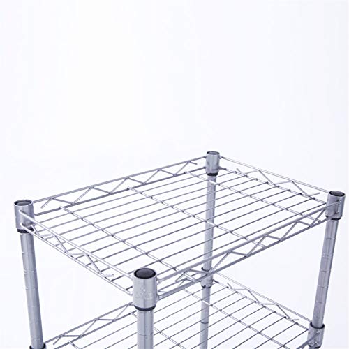4-Wire Shelving Silver Gray Metal Storage Rack Height Adjustable Shelves, Heavy Duty Commercial Grade Steel Utility Layer Shelf Rack Organizer for Restaurant, Pantry, Kitchen Garage, 13.8"x9.8"x31.5"