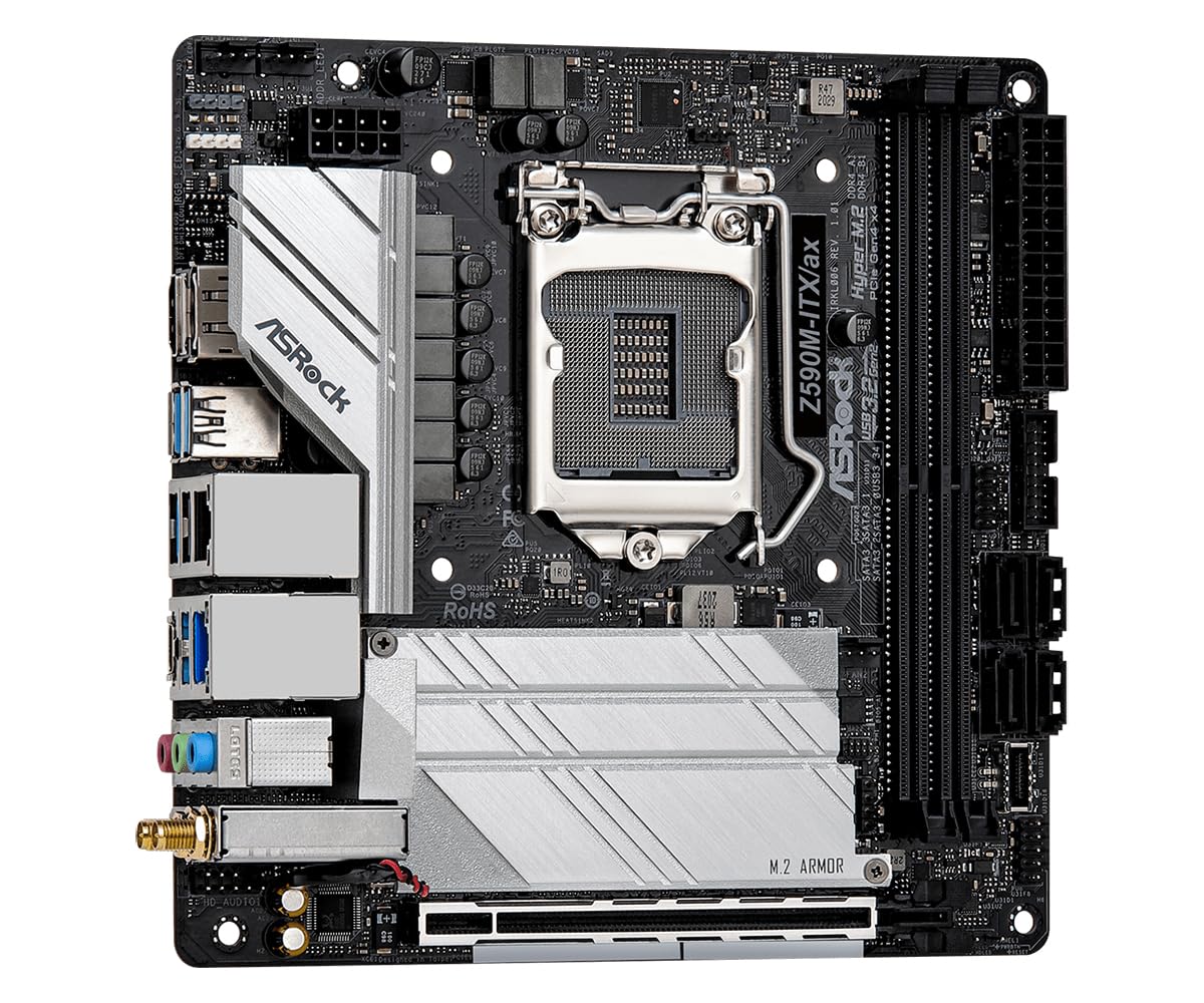 ASROCK Z590M-ITX/AX LGA1200/ Intel Z590/ DDR4/ SATA3&USB3.2/ M.2/ WiFi&Bluetooth/Mini-ITX Motherboard