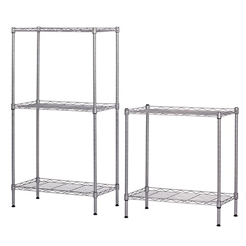 5 Tier Adjustable Storage Rack, Metal Storage Wire Shelving Standing Storage Shelf Units for Bathroom, Living Room, Balcony, Kitchen 550Lbs Capacity 21.2" L x 11.4" W x 59.1" H (Silver)