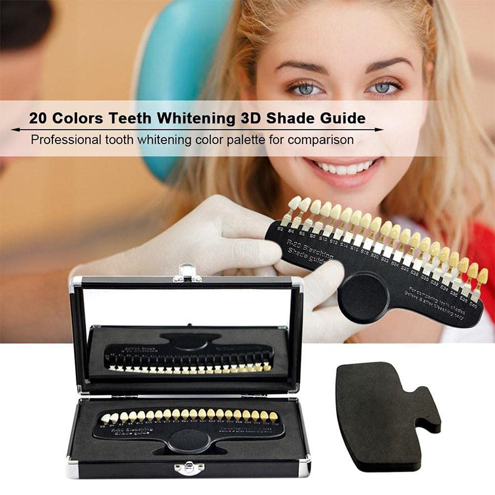 Junco Dental Teeth Shade Guide, Professional Porcelain 3D R-20 Tooth Whitening Shade Chart with 20 Colors