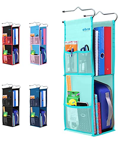 ABRA Company 2 Shelf Hanging Locker Organizer for School, Gym, Work, Storage - Upgraded Eco-Friendly Fabric Healthy for Children (Ocean Turquoise)