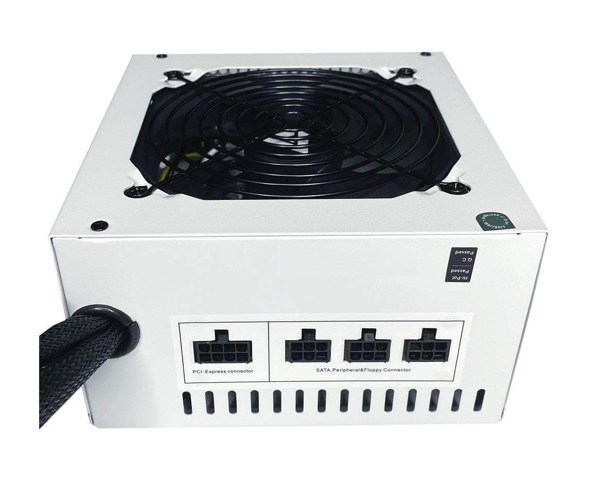 Apevia ATX-ES600-WH Essence 600W ATX Semi-Modular Gaming Power Supply with Auto-Thermally Controlled 120mm Black Fan, 115/230V Switch, All Protections, White Casing