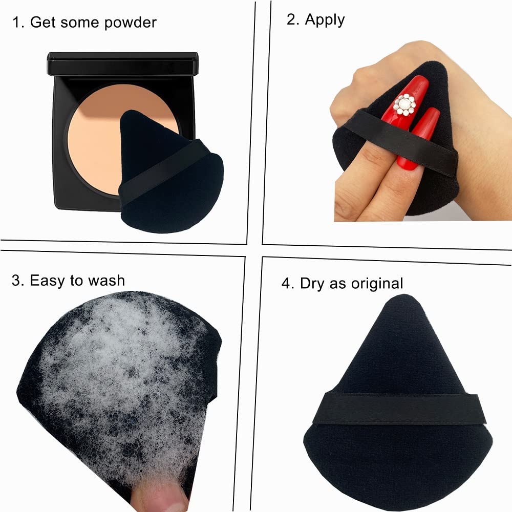 12Pcs Triangle Velvety Powder Puff, for Face Powder, Makeup Puff with the Pointed Corners to Get in Under Eyes and Tzones, Velour Puff Your Makeup Flawless.