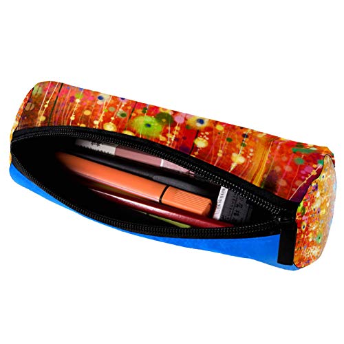 Abstract Flowers Field Watercolor Painting Pencil Bag Pen Case Stationary Case Pencil Pouch Desk Organizer Makeup Cosmetic Bag for School Office