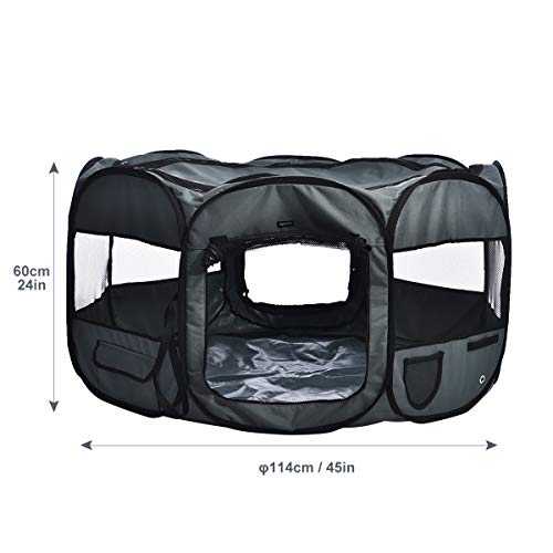 Amazon Basics Portable Soft Pet Dog Travel Playpen, Large (45 x 45 x 24 Inches), Grey