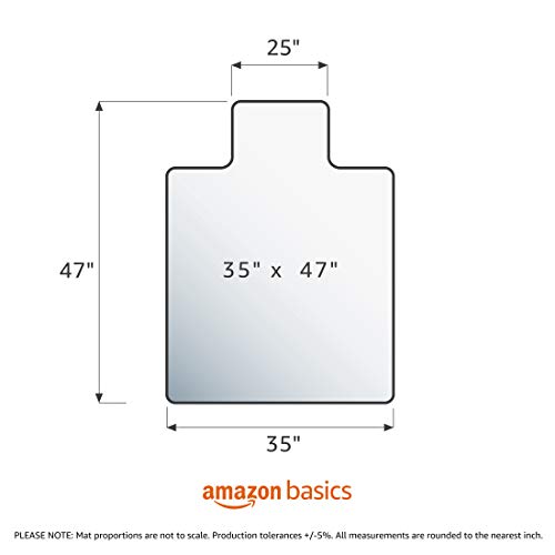 Amazon Basics Polycarbonate Office Chair Mat with Lip for Low to Medium Pile Carpet, Rectangular, Clear, 47" x 35"