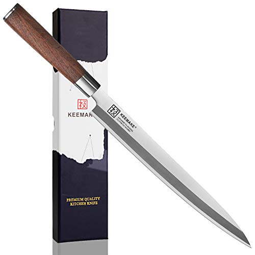 KEEMAKE Sashimi Sushi Knife Japanese 10.5 inch Yanagiba Knife,Japanese VG10 Stainless Steel Single Bevel Blade, Perfect Rosewood Handle Filleting & Slicing Knife