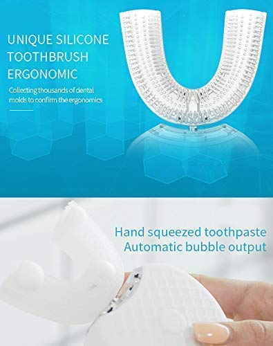 Ultrasonic Toothbrush, Automatic Toothbrush 360° Electric Sonic Toothbrush Teeth Whitening Kit with LED Light, Lebond Manual Toothbrush Teeth Whitening,White