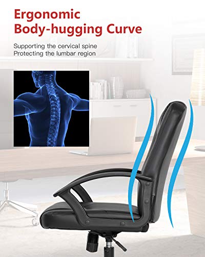 Office Chair Desk Chair Computer Chair with Lumbar Support PU Leather Executive Ergonomic Chair Rolling Swivel Adjustable Task Chair for Men(Black)