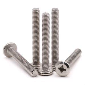 M6-1.0 x 40mm (25 Pack) Stainless Steel Flat Round Head Phillips Drive Machine Screws Furniture Screws Full Thread, Stainless Steel 304 (18-8)