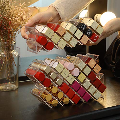 V-HANVER 1-Pack Fish Shape Lipstick Organizer Tower, Lip Gloss Storage Holder Stand for 16 Lip Sticks, Perfect for Makeup Cosmetic Vanity and Dresser Display, Clear Acrylic