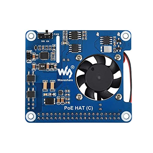 Waveshare Power Over Ethernet Hat (Type C) for Raspberry Pi 3B+/4B 802.3af/at Power-Sourcing Equipment Required