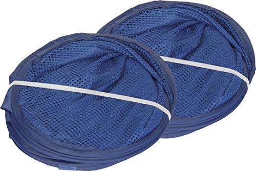 2 Pack - SimpleHouseware Mesh Pop-Up Laundry Hamper Basket with Side Pocket, Dark Blue
