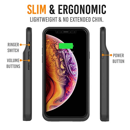 Alpatronix iPhone 11 and iPhone XR Battery Case, 5500mAh Slim Portable Protective Extended Charger Cover with Wireless Charging Compatible with iPhone 11 and iPhone XR (6.1 inch) - Black
