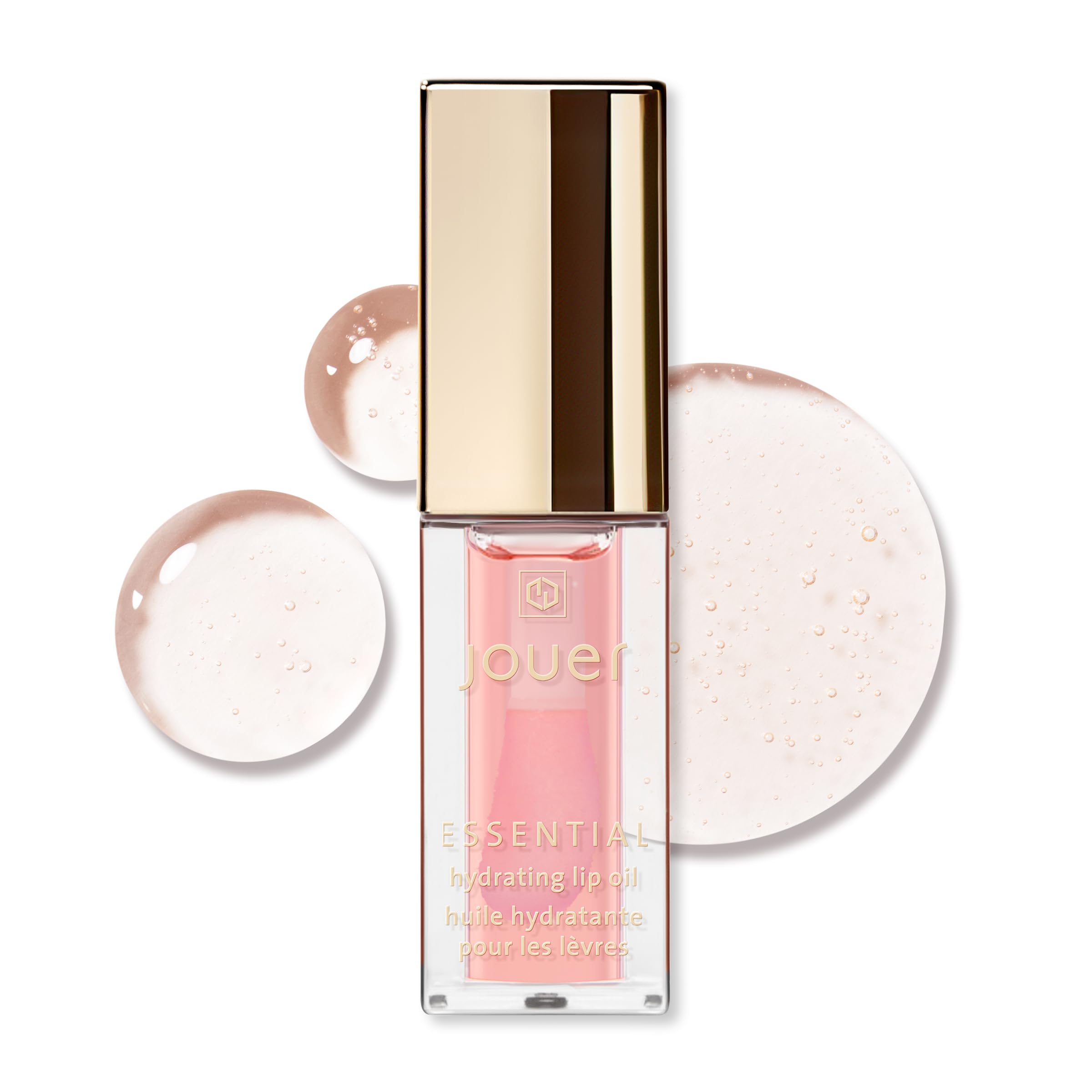 Jouer Essential Hydrating Lip Oil – Moisturizing Dry Lip Treatment Serum - Fragrance Free Clear Lip Oil - Jojoba Seed Oil and Apricot Oil Formula, Natural Shine
