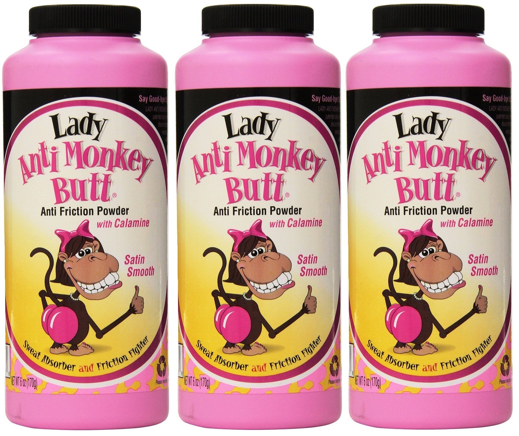 3 X Lady Anti Monkey Butt Powder 6-oz.