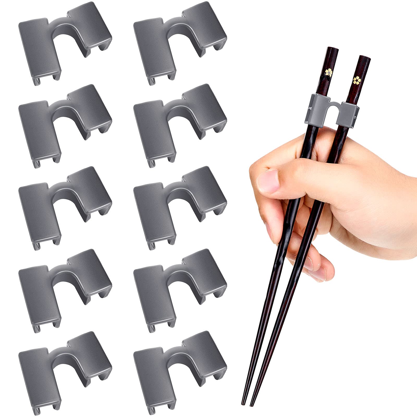 10 Pieces Chopstick Helper Training Chopsticks Connector Reusable Plastic Training Chopstick Helper for Adults, Beginner, Trainer or Learner