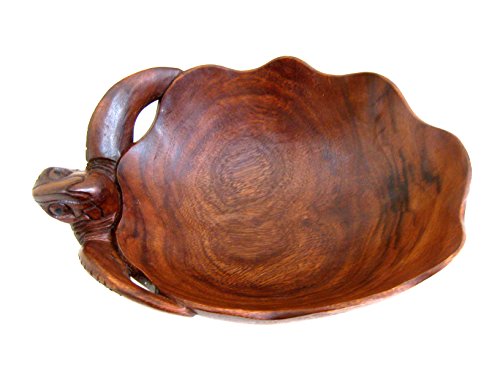 OMA Wooden Mahogany Hand Crafted Sea Turtle Serving Bowl Serving Platter