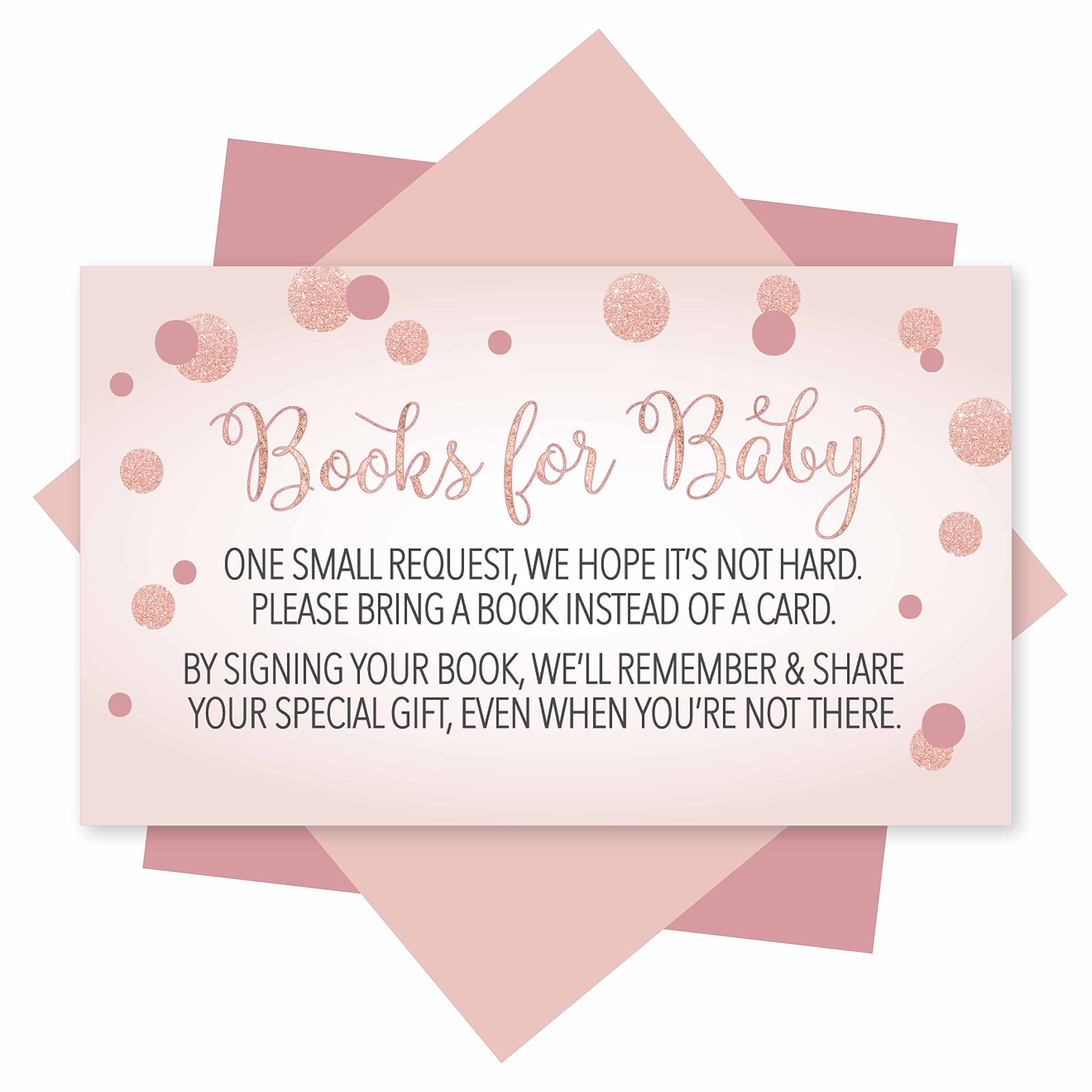 25 Book Request Baby Shower Guest Book Alternative - Gold Baby Shower Invitation Inserts, Books For Baby Shower Request Cards, Bring A Book Instead Of A Card, Baby Shower Book Request For Girls
