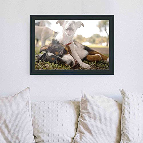 17x15 Frame Black Real Wood Picture Frame Width 1.25 Inches | Interior Frame Depth 0.5 Inches | Gessato Blue Modern Photo Frame Complete with UV Acrylic, Foam Board Backing & Hanging Hardware
