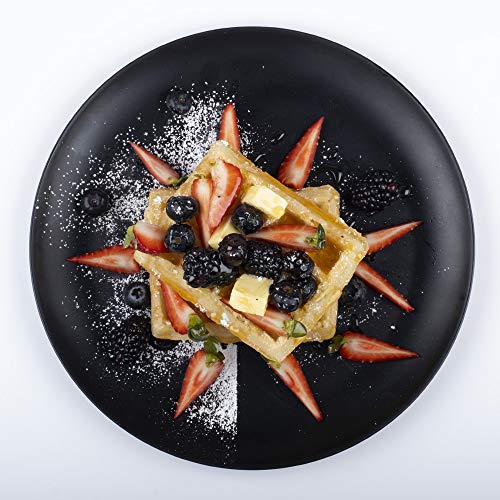 ACASSA Black Dinner Plates Set of 4, Kitchen Plates, Matte Black Plates, Modern Dinner Plates, Dishwasher Safe, Unbreakable Dinnerware, Bamboo Fiber, Lightweight, Sustainable (Black, 10 inch)