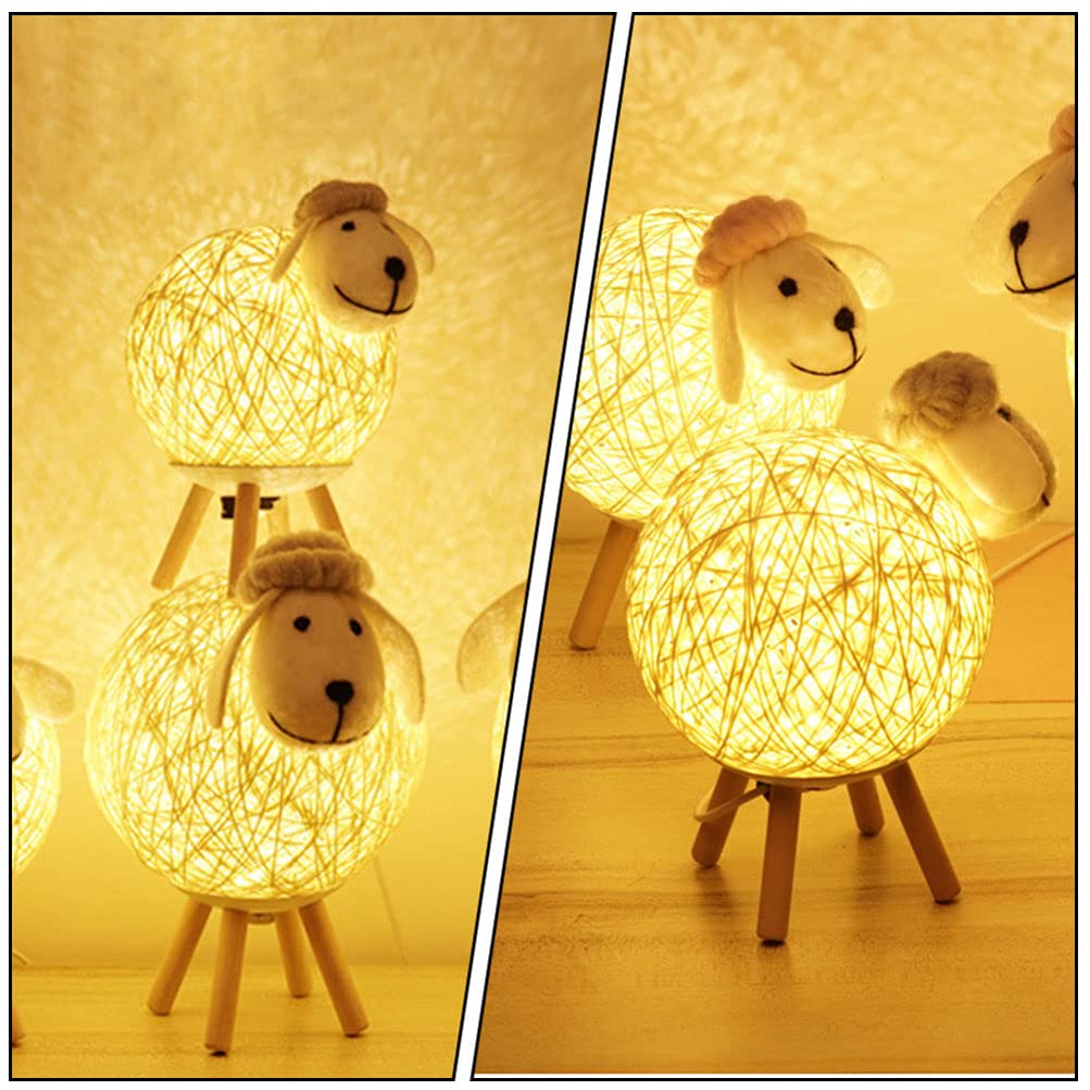 Lamb Night Light Cute Sheep LED Bedside Nursery Lamp Animal Desk Lamp Battery Powered Globe Light Decoration for Birthday Home Dorm Decor Yellow
