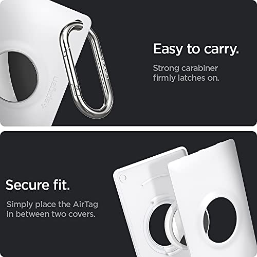 Spigen Air Fit Designed for Apple AirTag Wallet Card Case Cover AirTag Holder for AirTag Keychain Ring (2021) - White