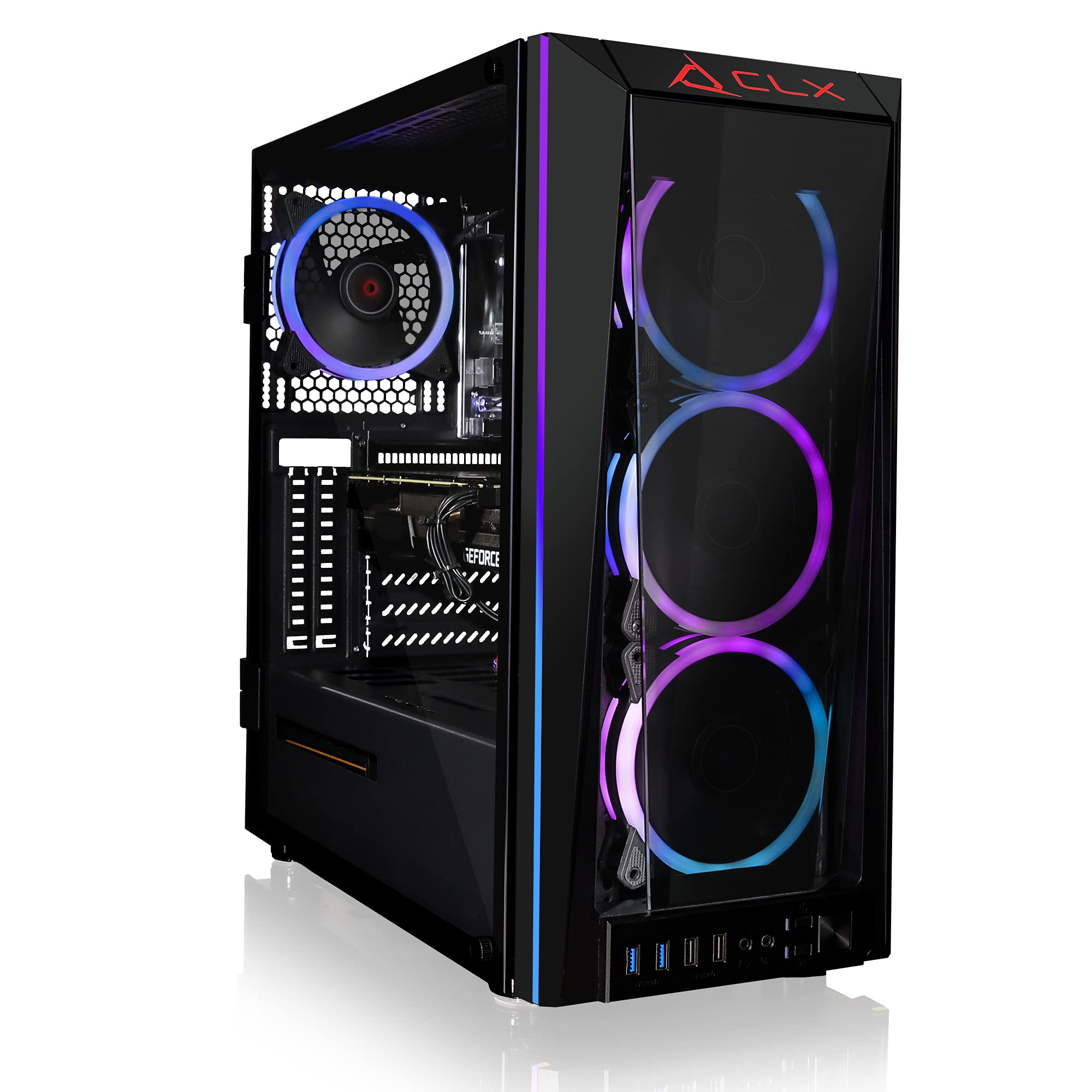 CLX Set Gaming Desktop - Liquid Cooled Intel Core i9 10850K 3.6GHz 10-Core Processor, 32GB DDR4 Memory, GeForce RTX 3070 Ti 8GB GDDR6X Graphics, 500GB SSD, 4TB HDD, WiFi, Windows 11 Home 64-bit, Black