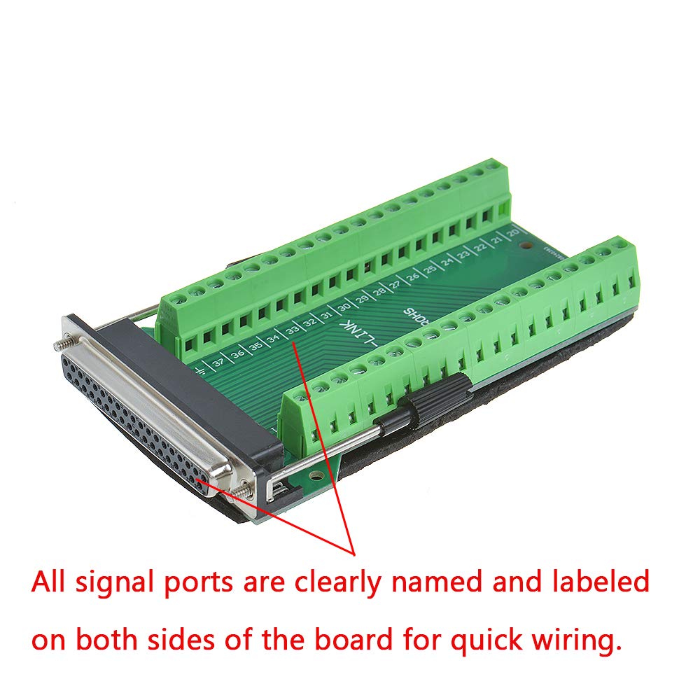 ANMBEST DB37 Solderless RS232 D-SUB Serial to 37-pin Port Terminal Female Adapter Connector Breakout Board