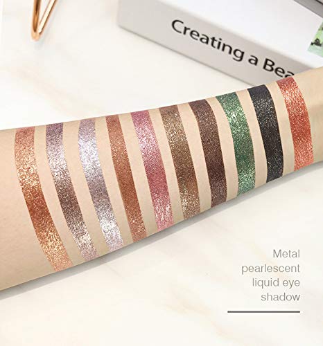 10 Colors Dazzling Glitter Liquid Eyeshadow Metallic Shiny Shimmer Long Lasting Waterproof Highly Pigmented Glow Eye Shadow Kit Sparkle Diamond Pearlescent Eye Makeup Cosmetic