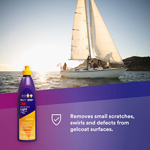 3M Perfect-It Gelcoat Light Cutting Polish + Wax, 36109, 1 Pint, One-Step Process, Removes Scratches and Swirls, Light Oxidation Remover for Boats and RVs